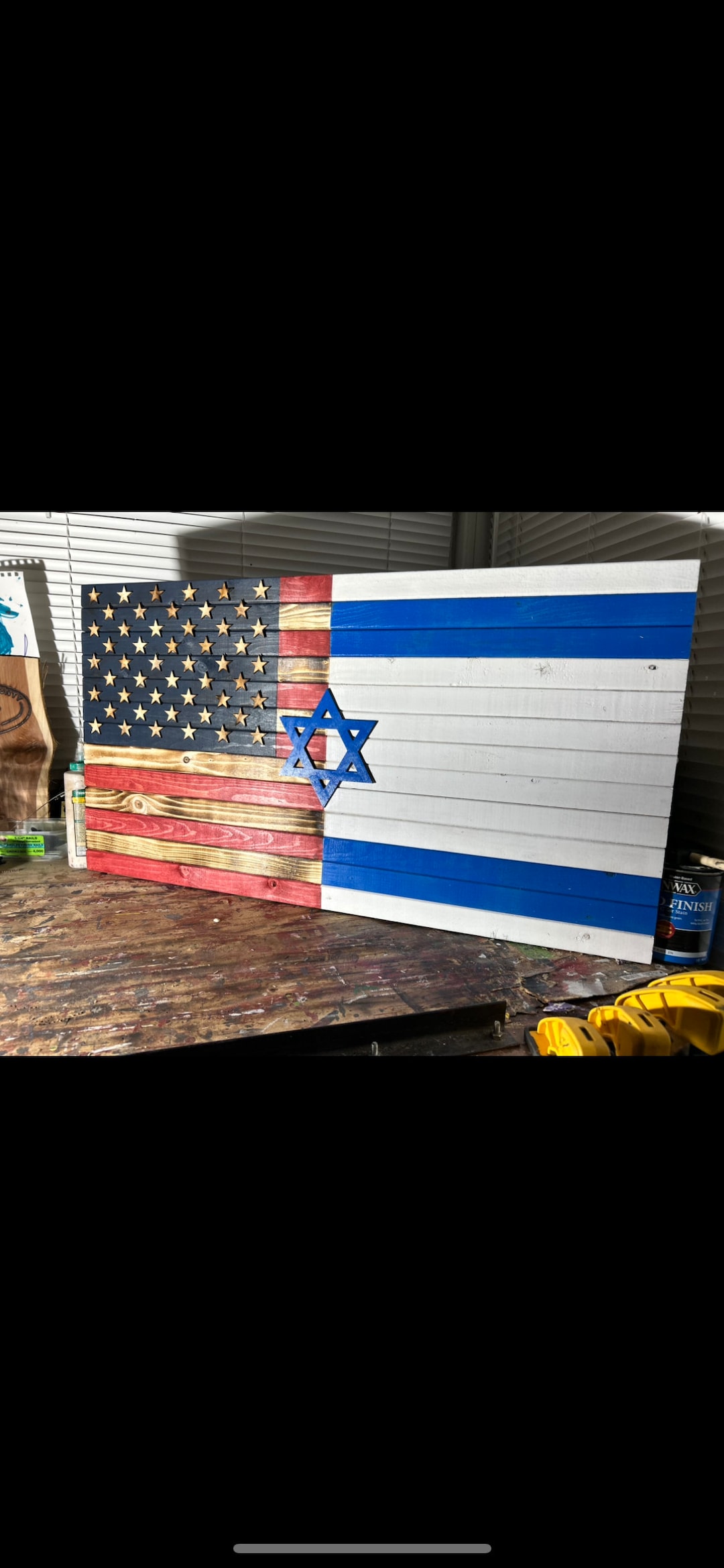 Wooden American/israel Flag - Etsy