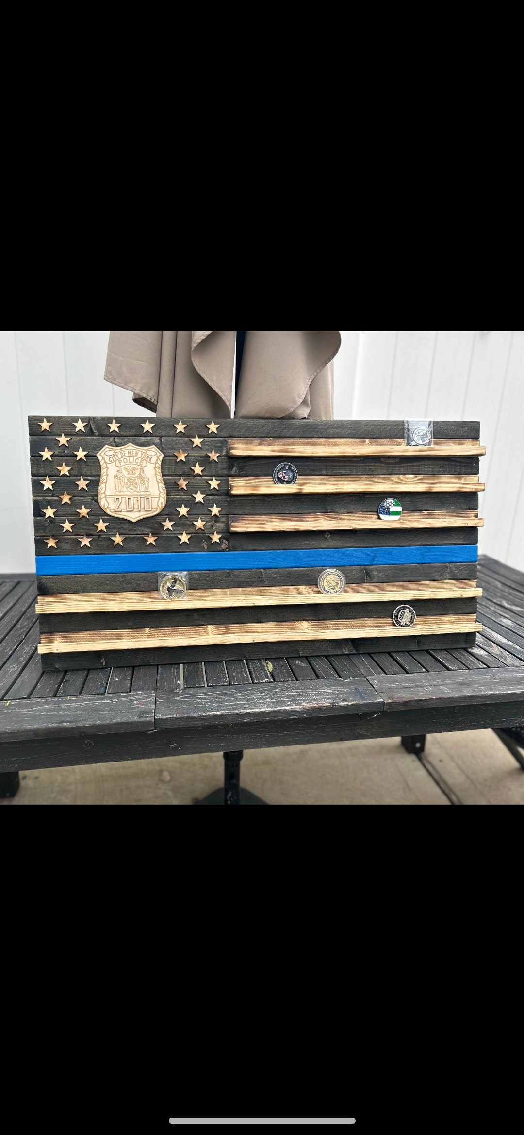 Wooden Custom Thin Blue Coin Rack Flag - Etsy