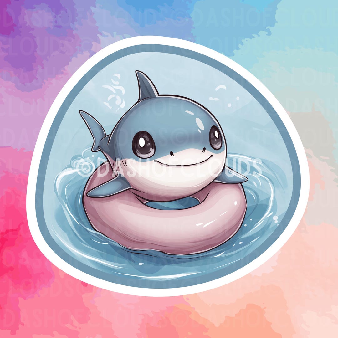 Shark on Floaty Vinyl Decal Sticker - Cute, High Quality, Water/uv ...