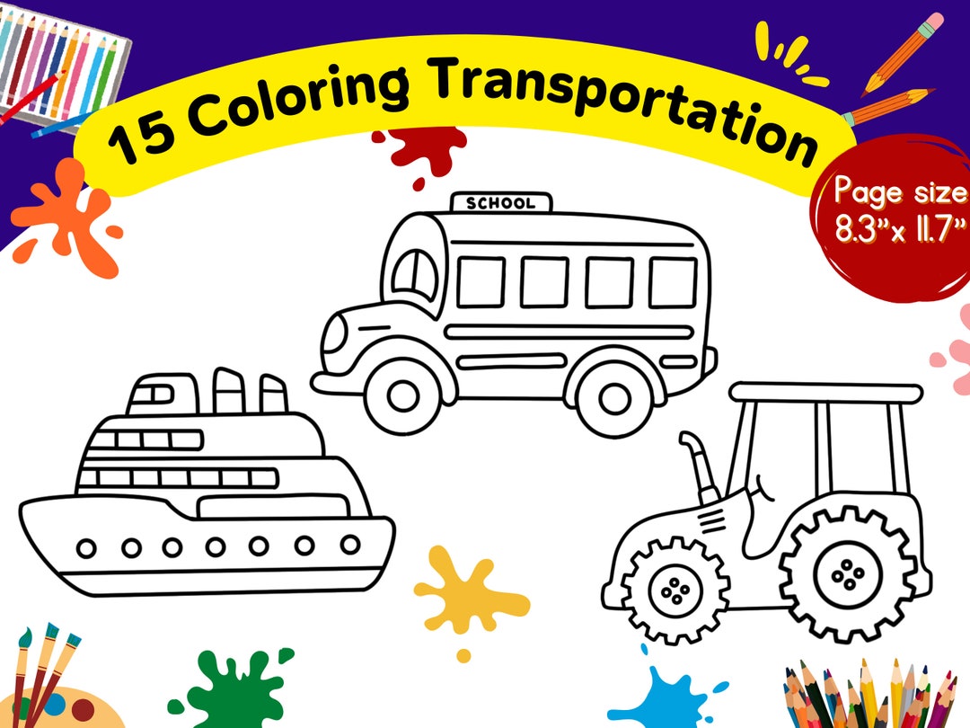 Printable Coloring Transportation, 15 Land Air Water,coloring for Kids ...
