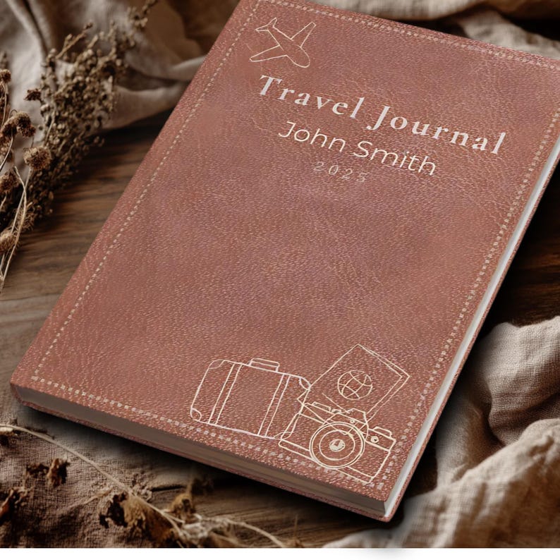 Personalized Travel Journal Faux Leather Look Print Cover With Custom ...