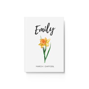Personalised Birth Flower March Daffodil, A5 Hard Backed Cover, Month ...