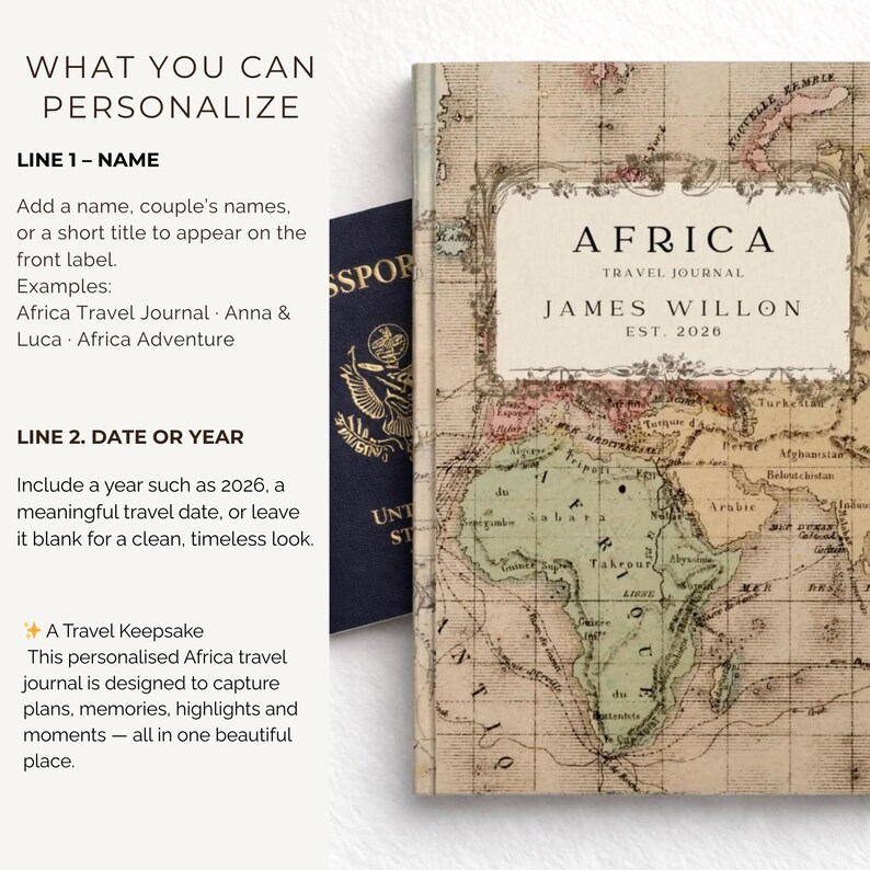 Safari Travel Journal – Personalized Africa Adventure Diary With Maps ...