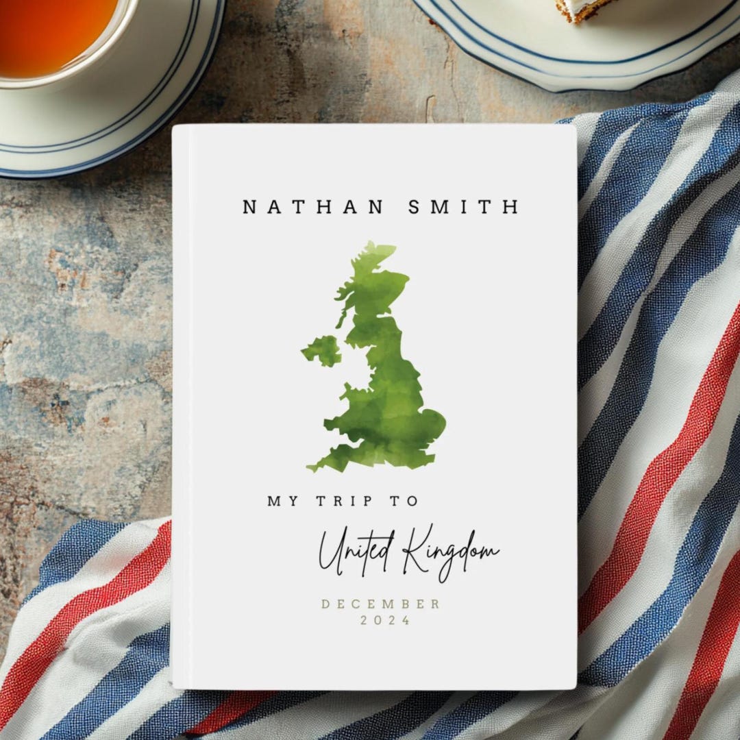 Watercolor England Map Travel Journal Personalized Gift for Travelers ...