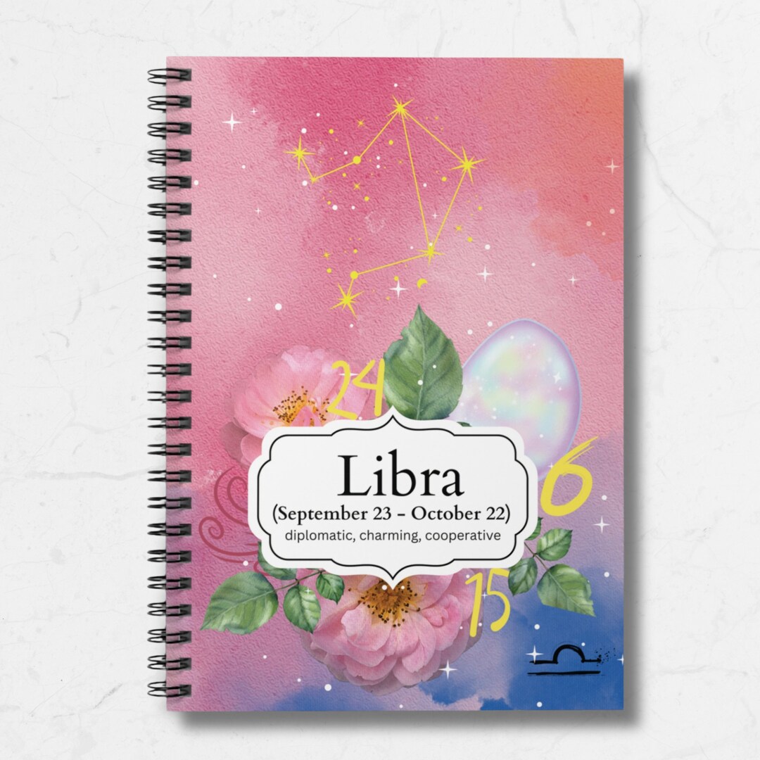 Spiral Notebook Journal Ruled Line, Libra Zodiac Astrology Gift ...