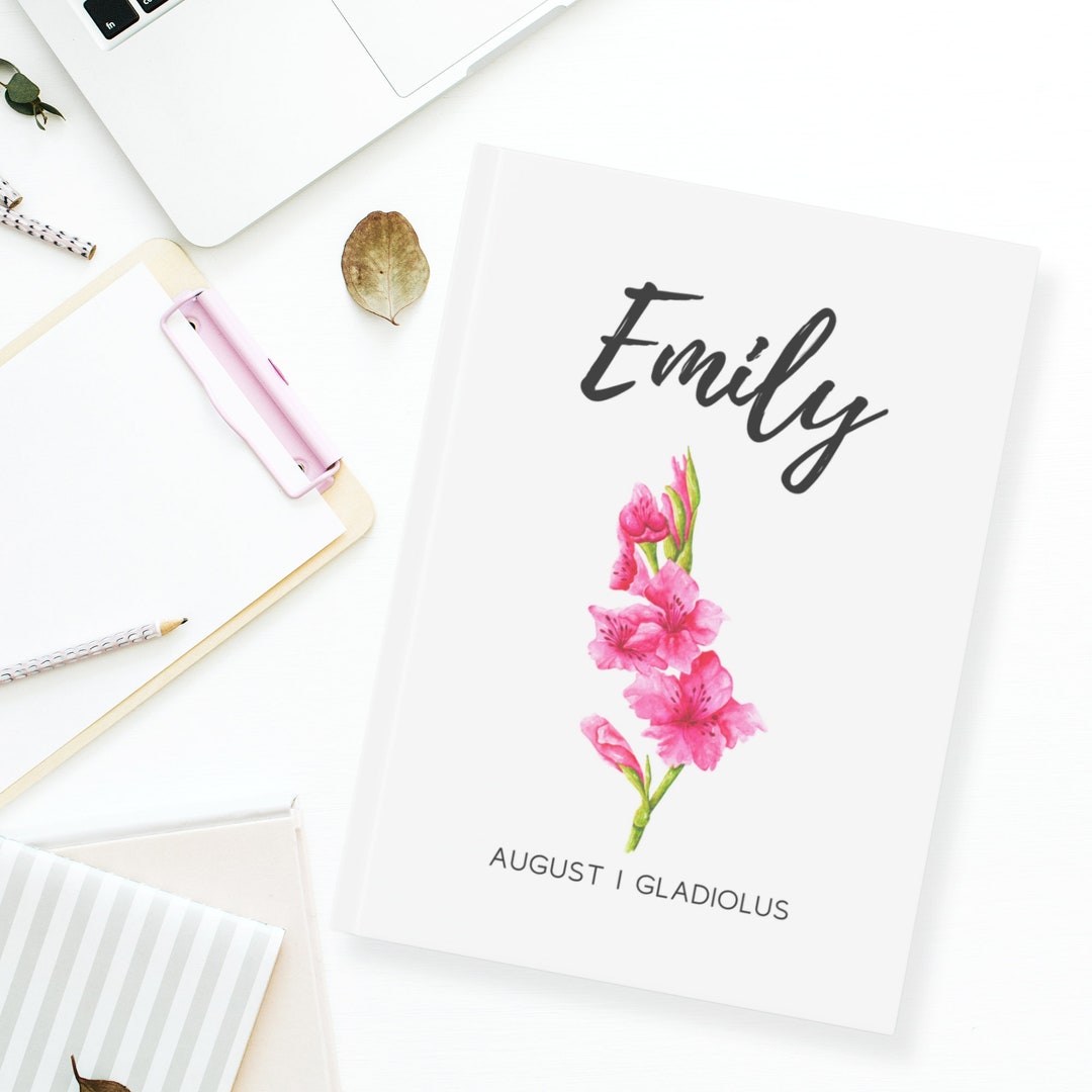 Birth Flower Journal, Birth August Month Flower, Personalised Journal ...