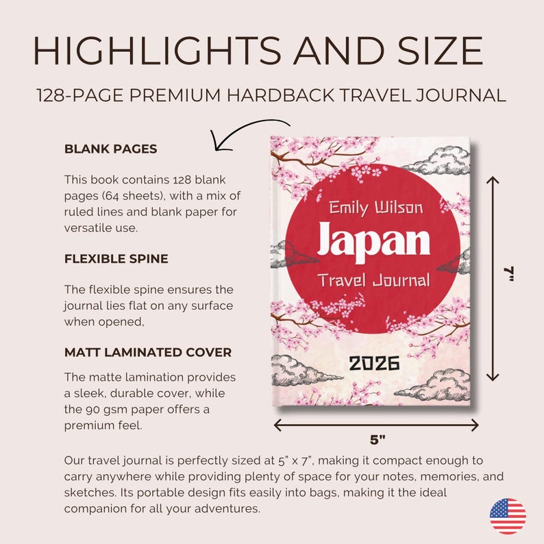 Japan Travel Journal 2026 | Cherry Blossom Travel Diary | Personalized ...