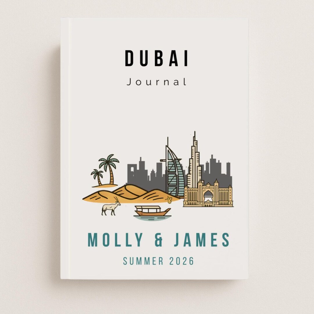 Dubai Travel Journal Personalized Hardcover Notebook | UAE Trip Diary ...