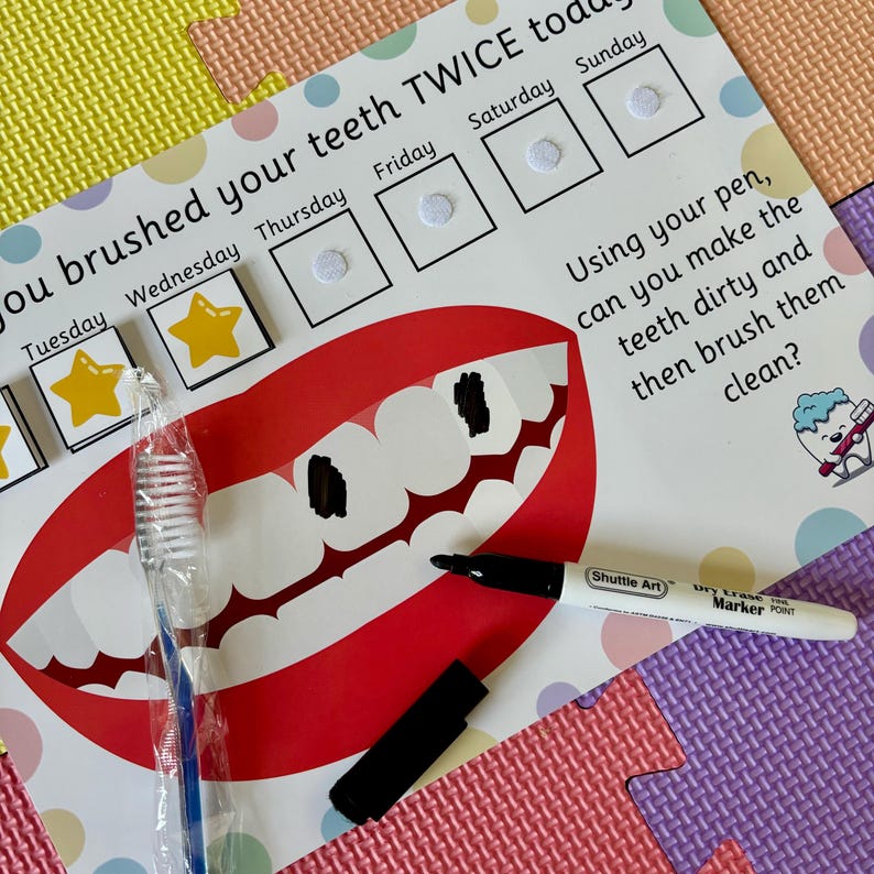 Tooth Brushing Reward Chart & Activity Mat - Etsy UK