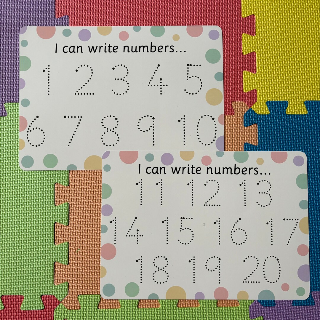 Tracing Numbers Mats childrens Learning/handwriting Activity & Dry Wipe ...