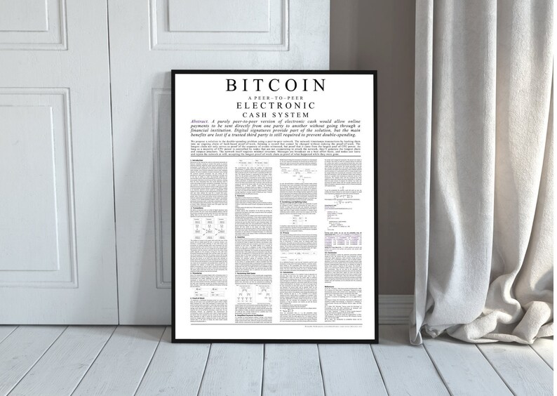 Bitcoin White Paper Matte Poster Satoshi Nakamoto Wall Decor for Crypto ...