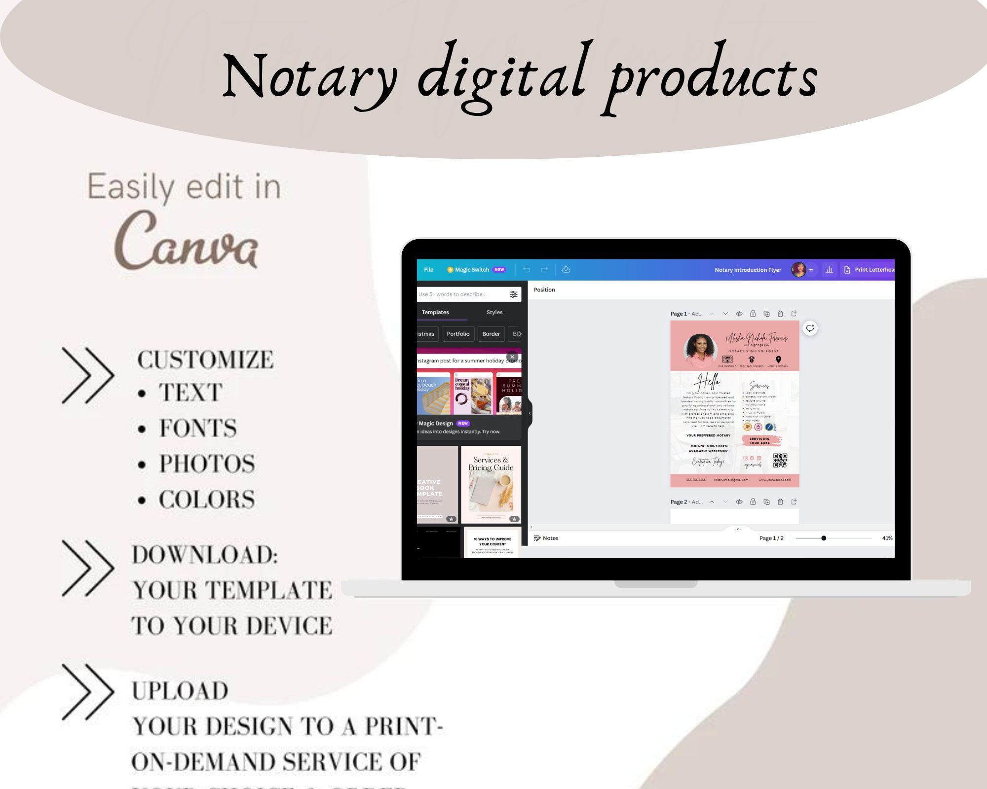 Notary Introduction Flyer, Notary Flyer Template, Notary Service Flyer ...