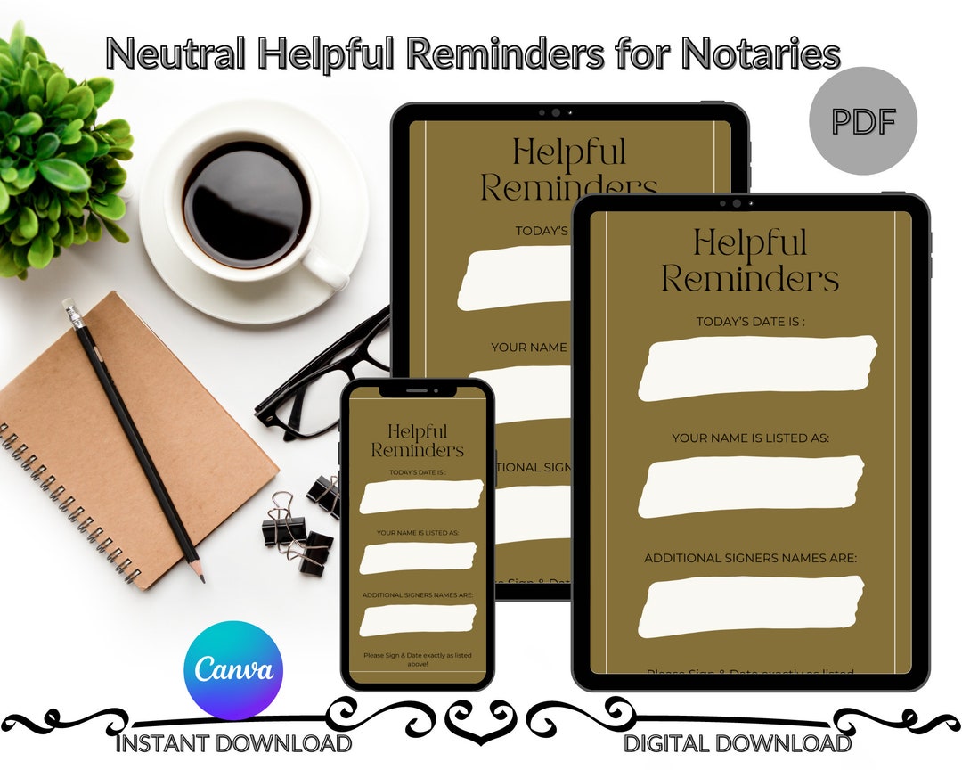 Helpful Reminders for Notaries Digital Download Checklists for Notary ...