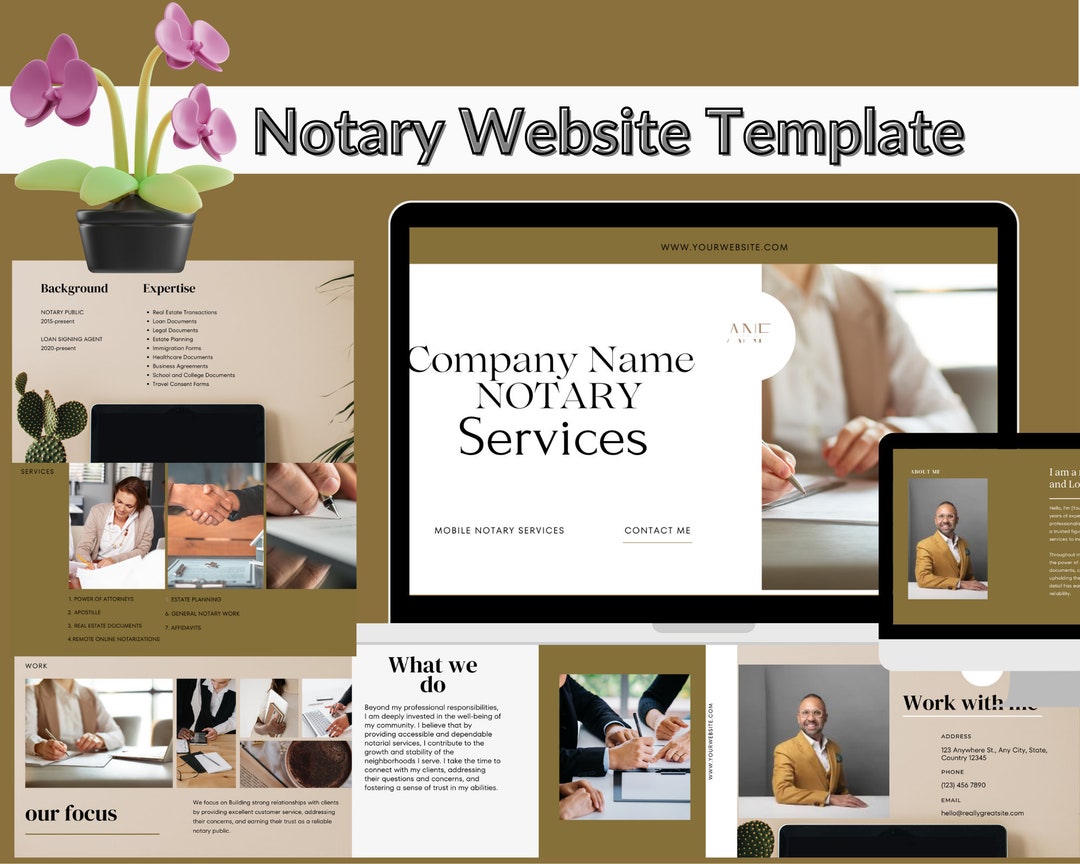 Modern Notary Website Template | Editable Digital Download for Notary ...