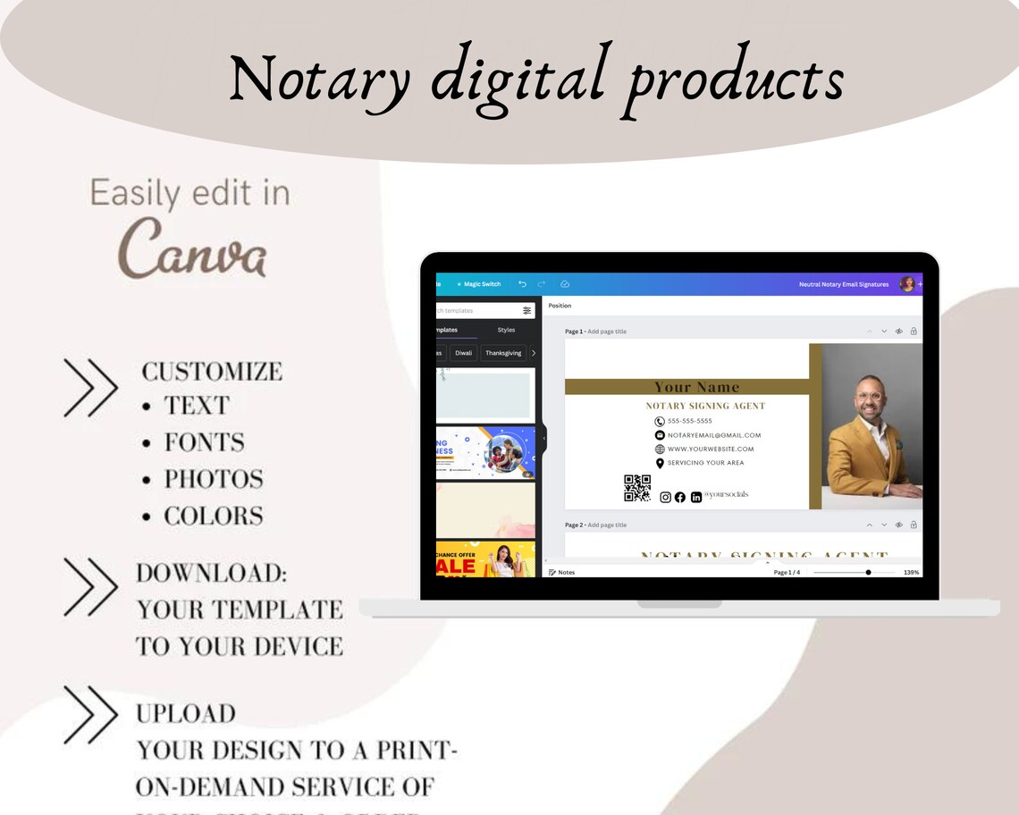 Professional Notary Email Signature Template Editable Digital Download ...