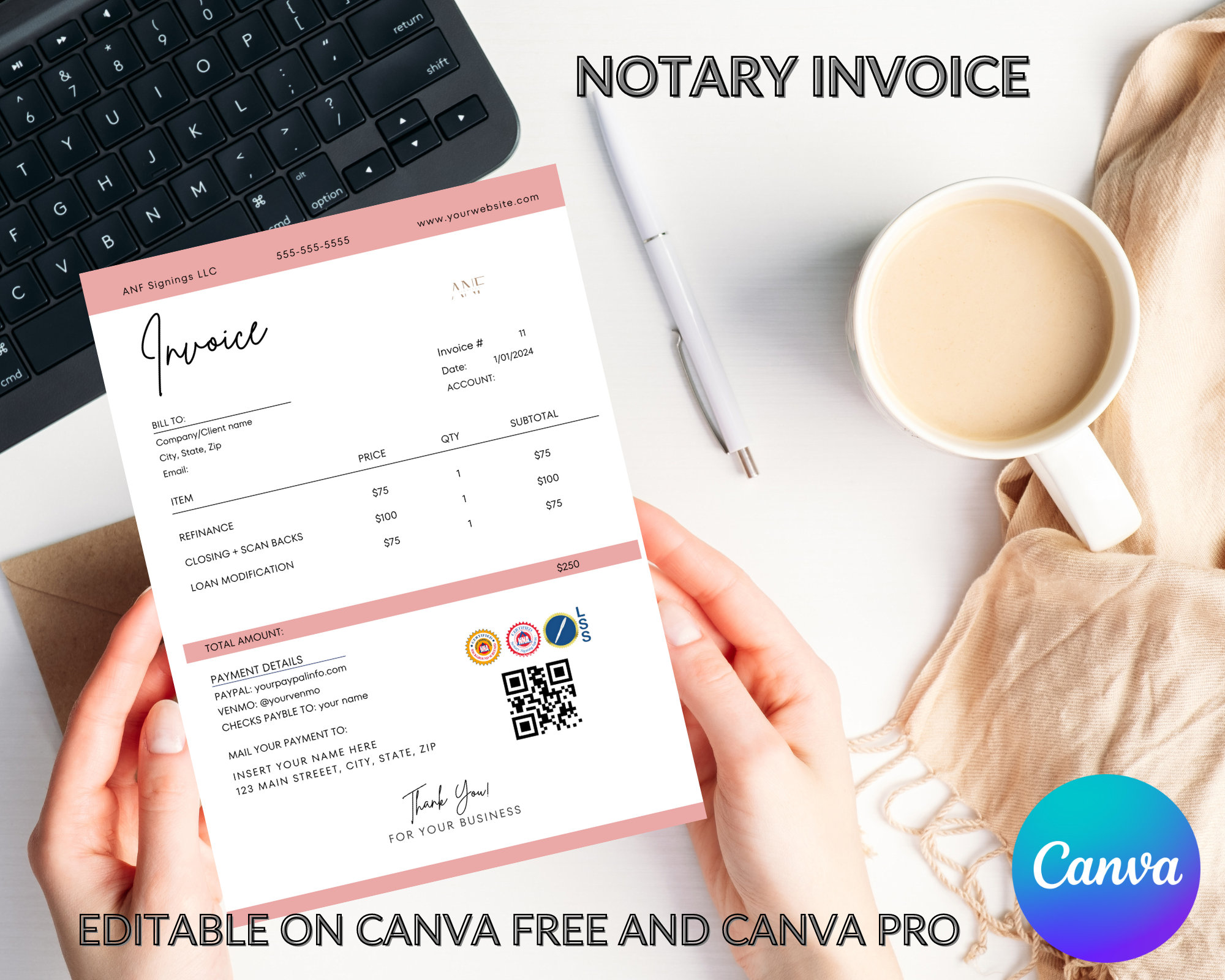 Notary Invoice| Editable Notary Invoice | Notary Marketing Flyer ...