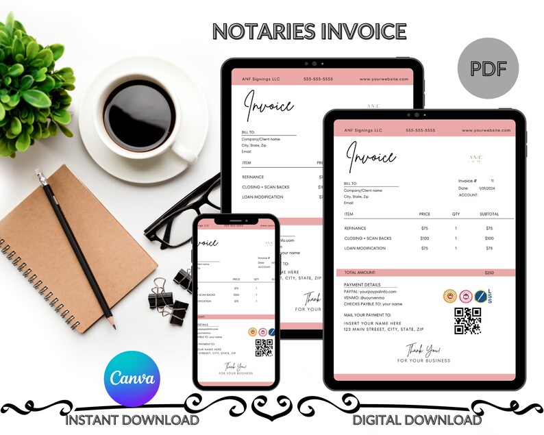 Notary Invoice| Editable Notary Invoice | Notary Marketing Flyer ...