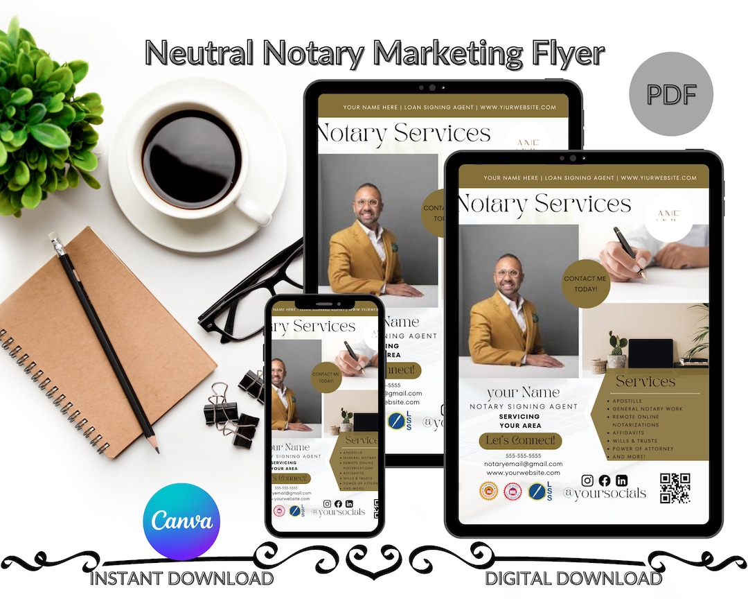 Strategic Notary Marketing Flyer Template | Editable Digital Download ...