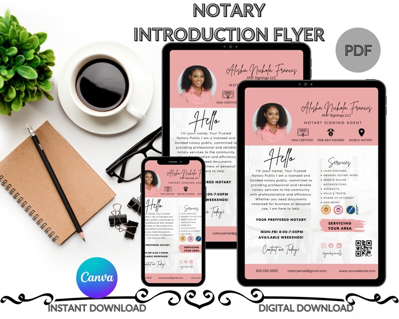 Notary Introduction Flyer, Notary Flyer Template, Notary Service Flyer ...