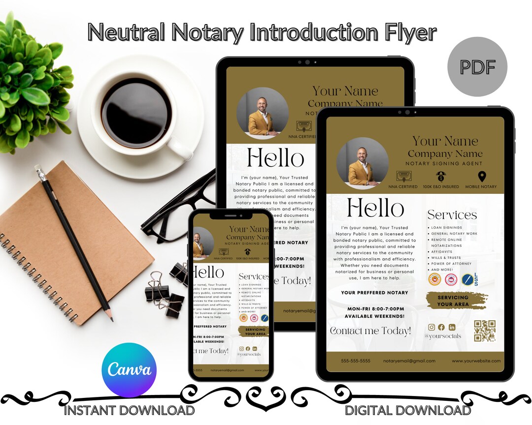 Notary Introduction Flyer, Notary Flyer Template, Notary Service Flyer ...