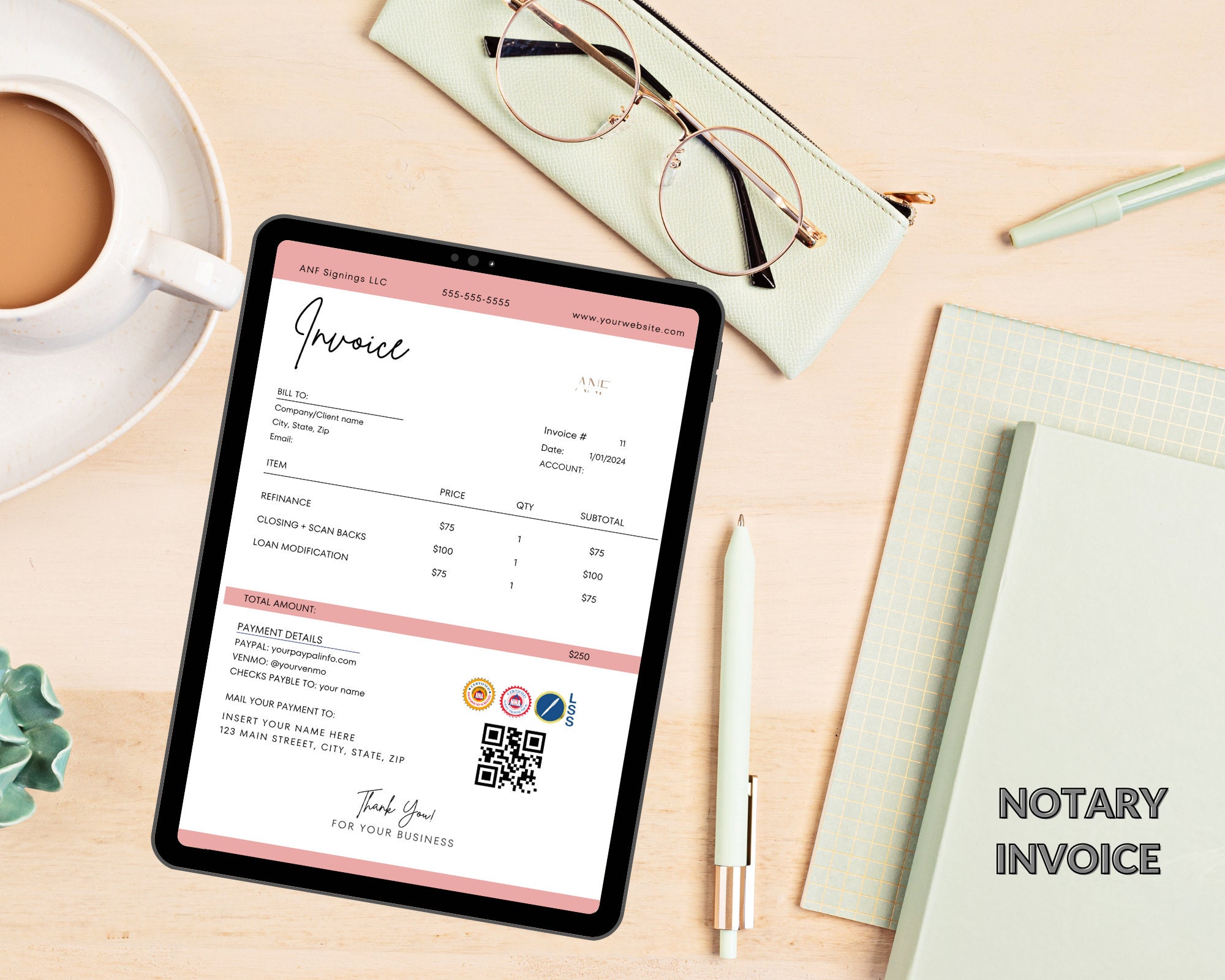 Notary Invoice| Editable Notary Invoice | Notary Marketing Flyer ...