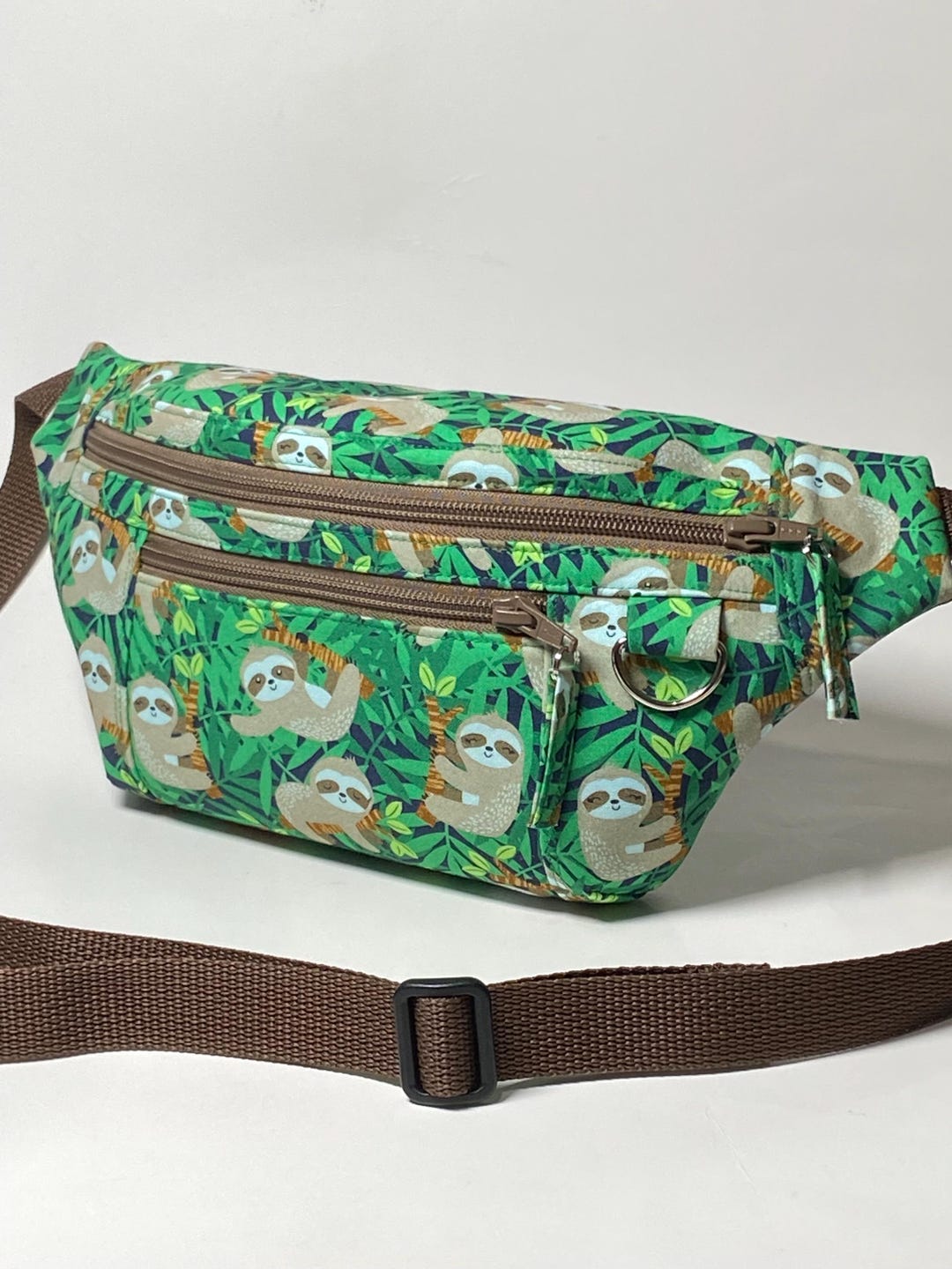 Sloth Themed Fanny Pack / Belt Bag With 3 Zippered Pockets. Great Gift ...