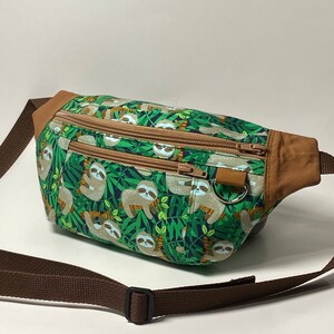 Sloth Themed Fanny Pack / Belt Bag With 3 Zippered Pockets. Great Gift ...