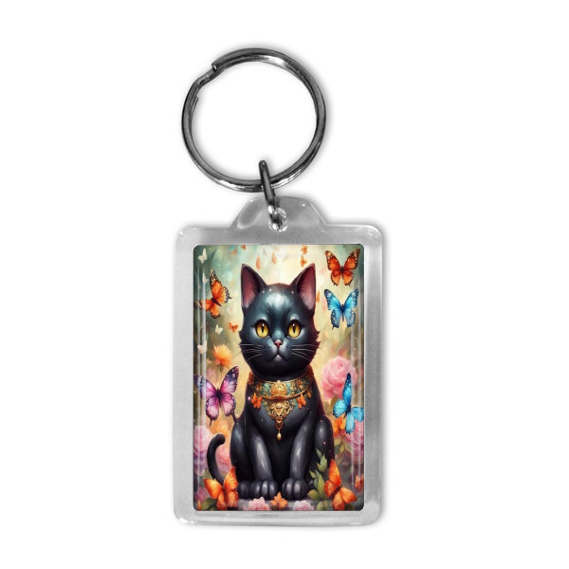 Kawaii Lucky Cat Keyrings, Maneki Neko Charm With Chime Bell, Black ...
