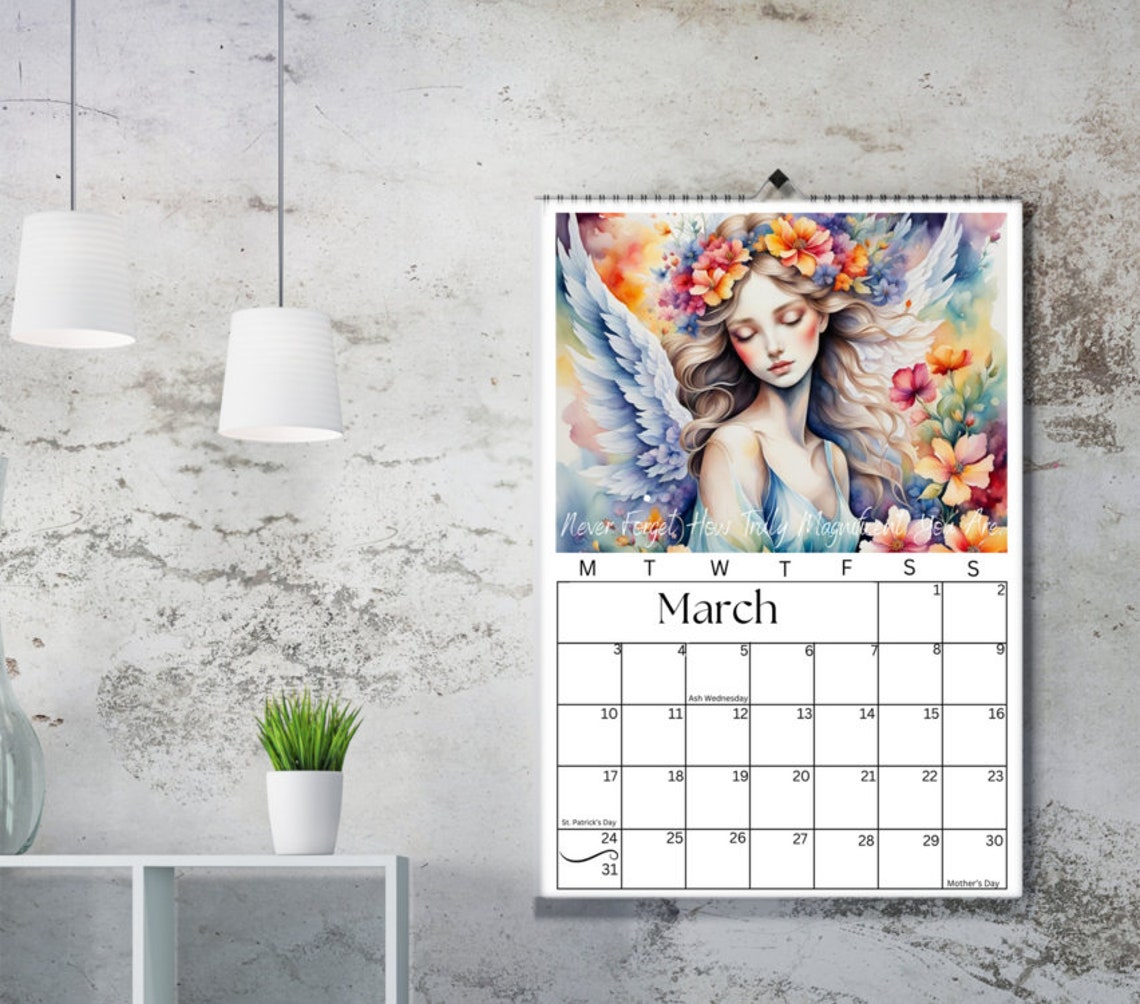 Angel 2025 Wall Calendar, A4, One Month View, Handmade Design, Spiral ...