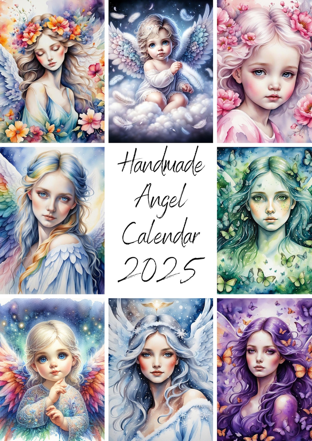 Angel 2025 Wall Calendar, A4, One Month View, Handmade Design, Spiral ...