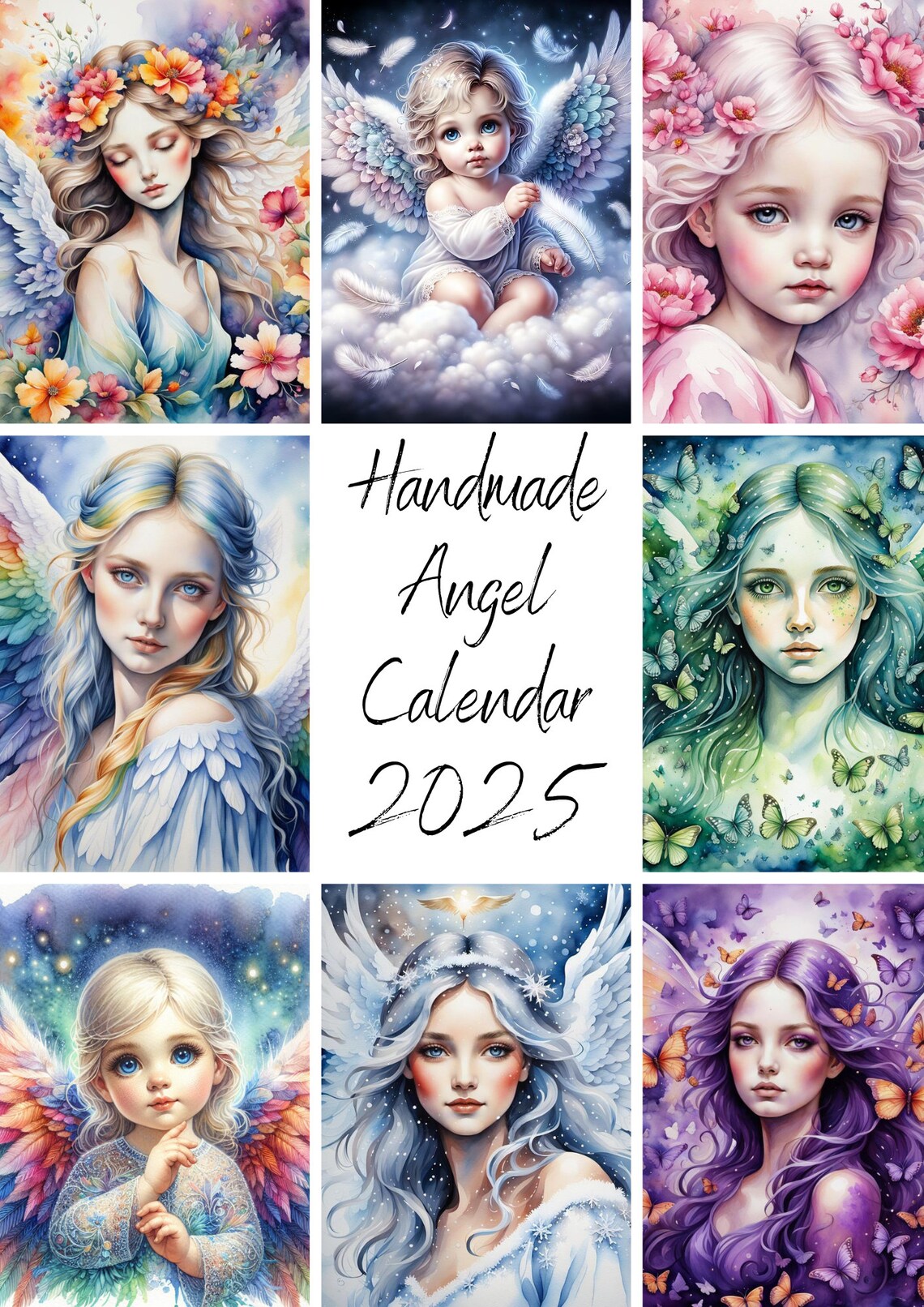 Angel 2025 Wall Calendar, A4, One Month View, Handmade Design, Spiral ...
