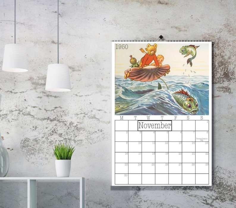 Rupert Bear 2026 Calendar – Handmade Vintage Design – A4 Spiral Bound ...
