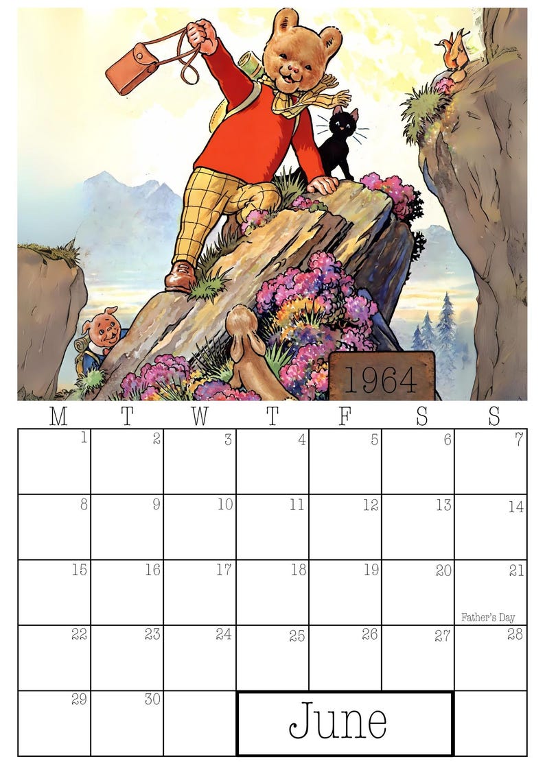 Rupert Bear 2026 Calendar – Handmade Vintage Design – A4 Spiral Bound ...