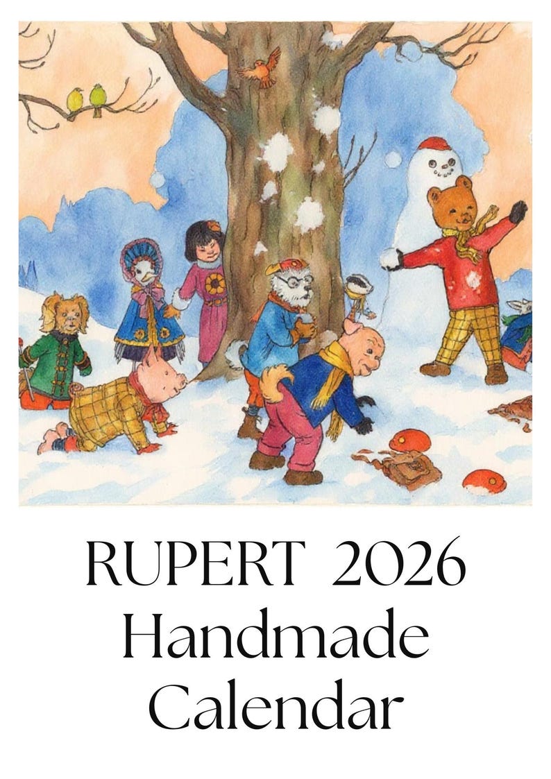 Rupert Bear 2026 Calendar – Handmade Vintage Design – A4 Spiral Bound ...