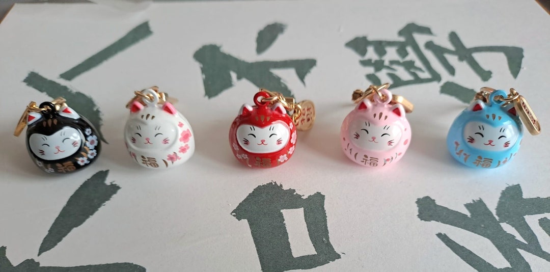 Lucky Cat Maneki Neko Charm With Lovely Chime Bell Japanese - Etsy Australia