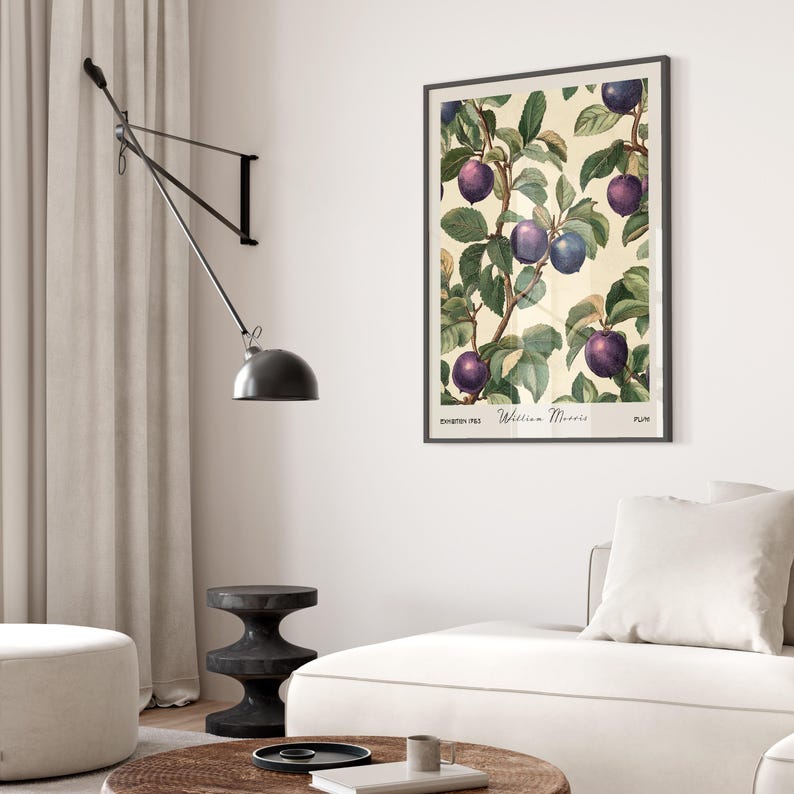 William Morris Plum Botanical Print – Vintage Fruit Wall Decor, Cottage ...
