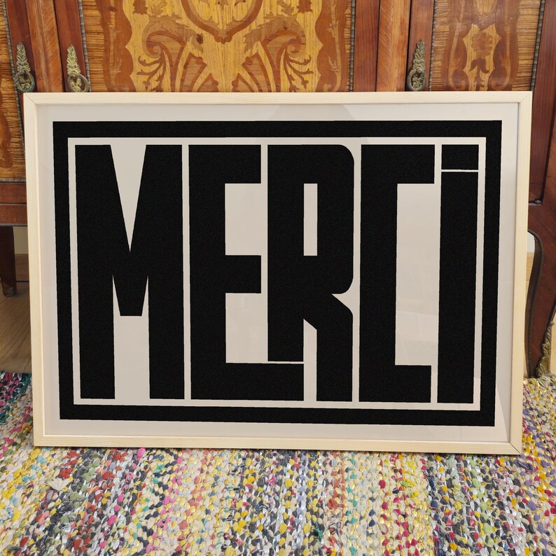 Merci Typography Print: Minimalist French Thank You Wall Art - Etsy