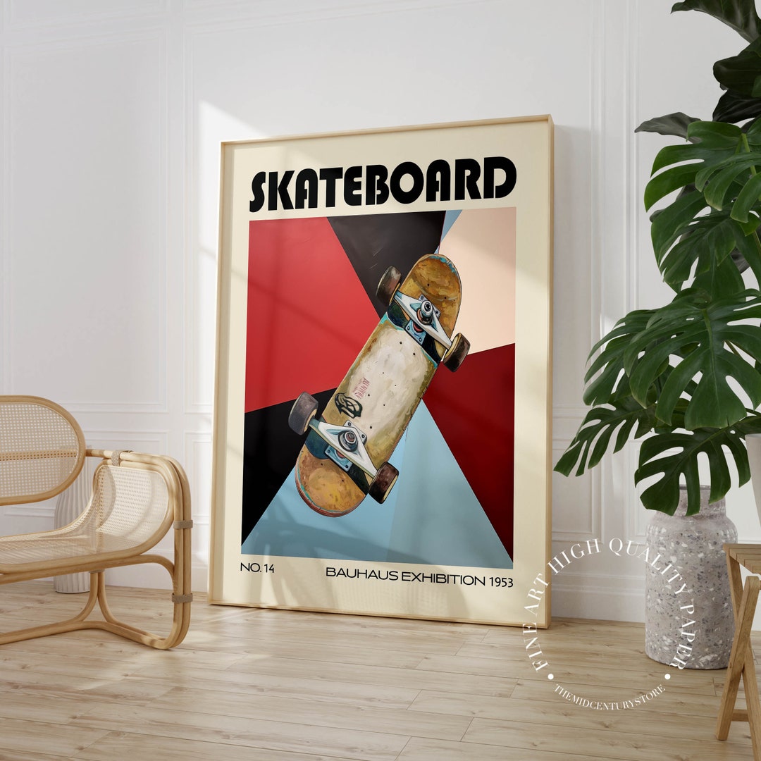 Vintage Skateboard Print Skateboarding Poster Bauhaus Wall Art Vintage ...