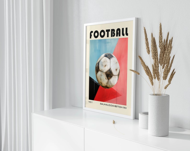 Football Poster Bauhaus Exhibition Print Soccer Art Retro Sports Wall ...