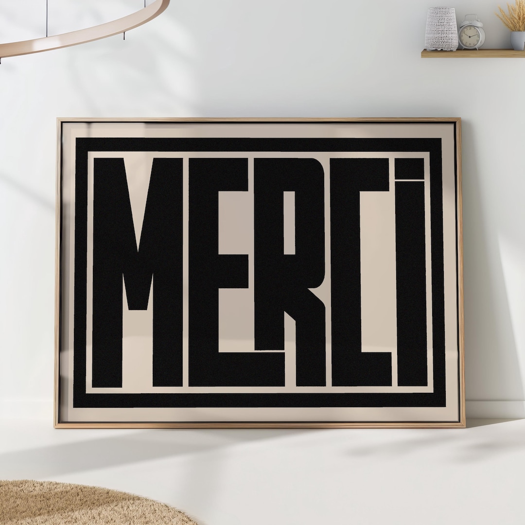Merci Typography Print: Minimalist French Thank You Wall Art - Etsy