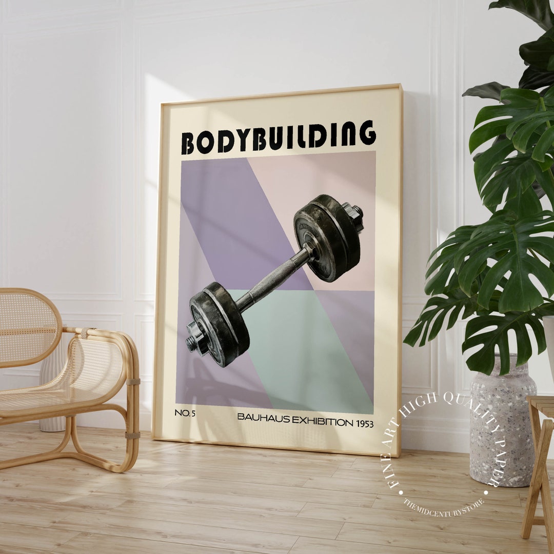 Bodybuilding Poster Bauhaus Exhibition Print Art Retro Sports Wall ...
