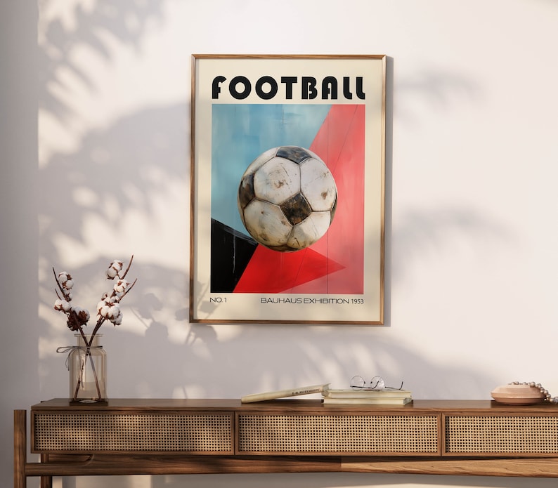 Football Poster Bauhaus Exhibition Print Soccer Art Retro Sports Wall ...