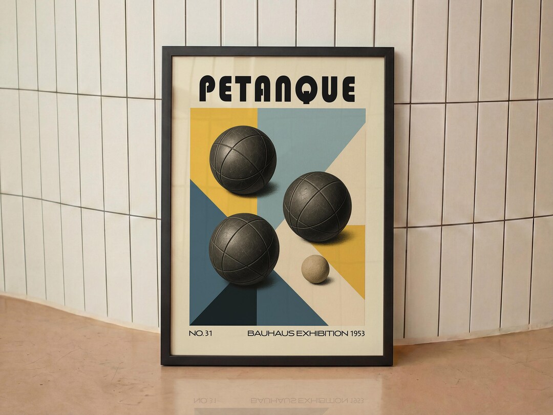 Petanque Bauhaus Poster Print – Mid-century Modern Sports Wall Art ...
