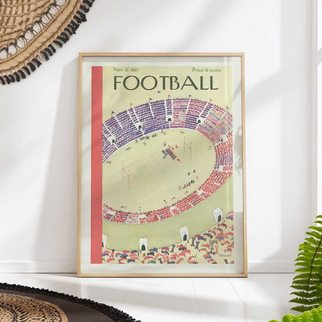 Vintage Football Stadium Print - 1927 Magazine Cover Mid Century Sports ...