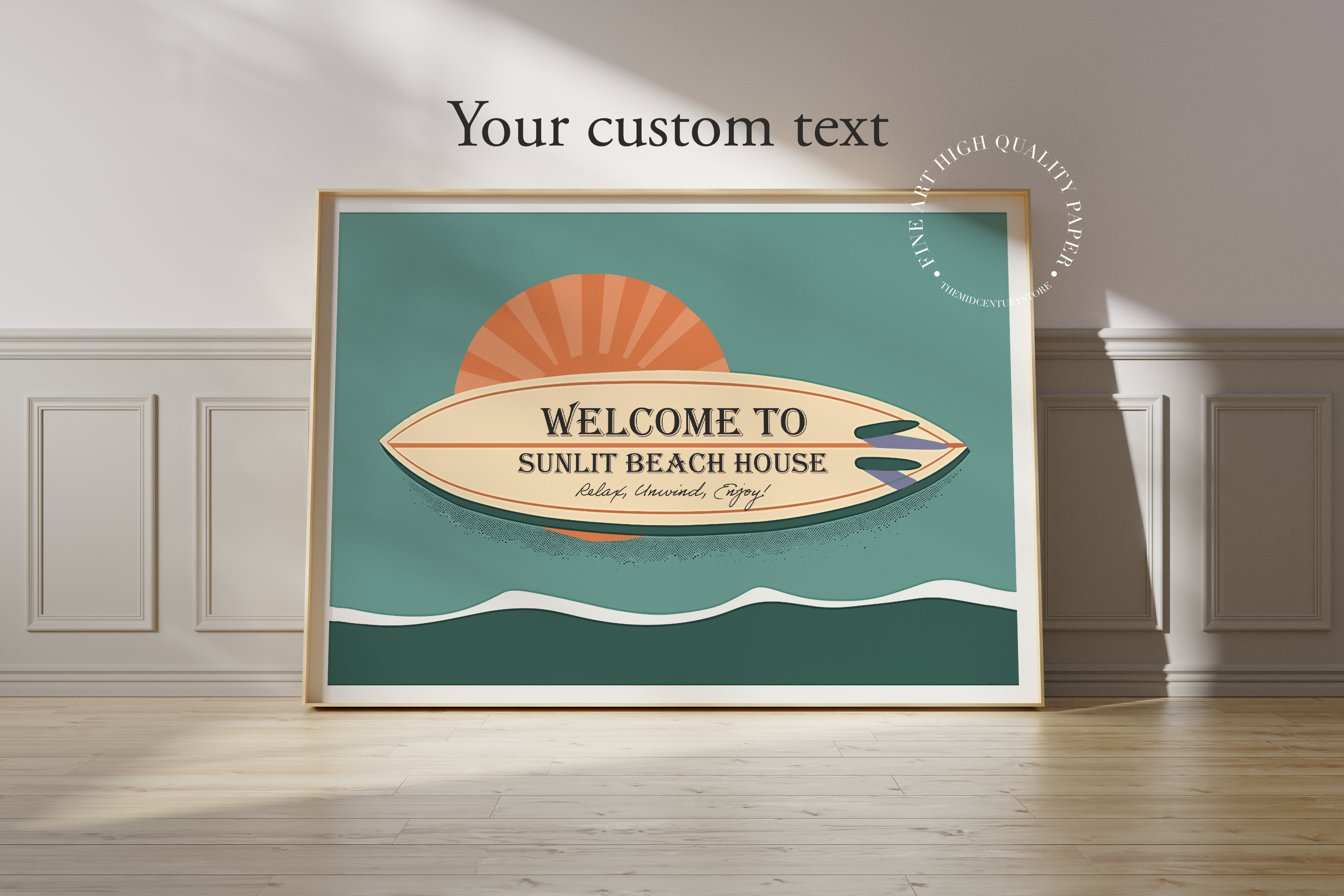 Personalized Beach House Sign Print Custom Surfboard Welcome Wall Art ...