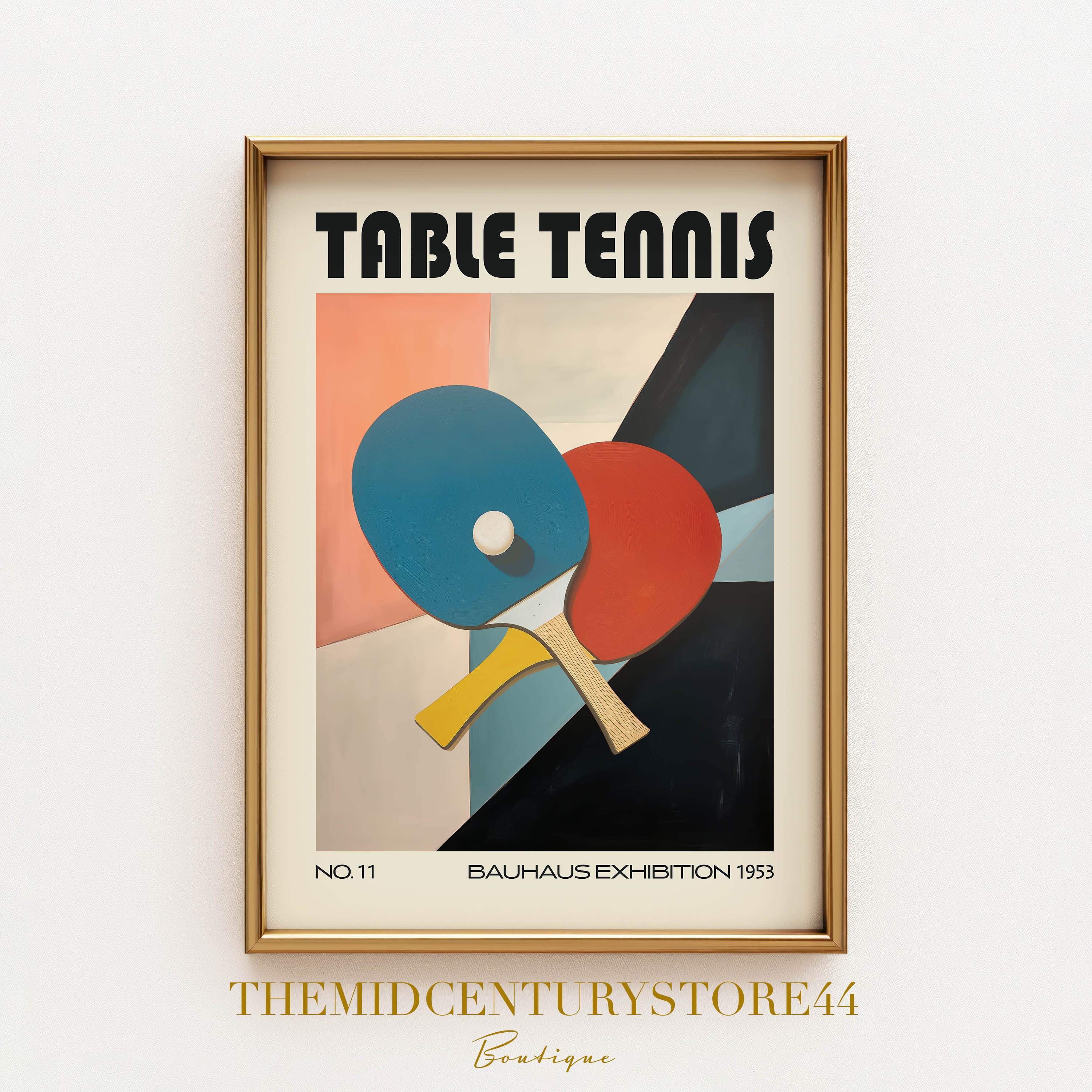 Vintage Table Tennis Print Ping Pong Poster Bauhaus Wall Art Mid ...