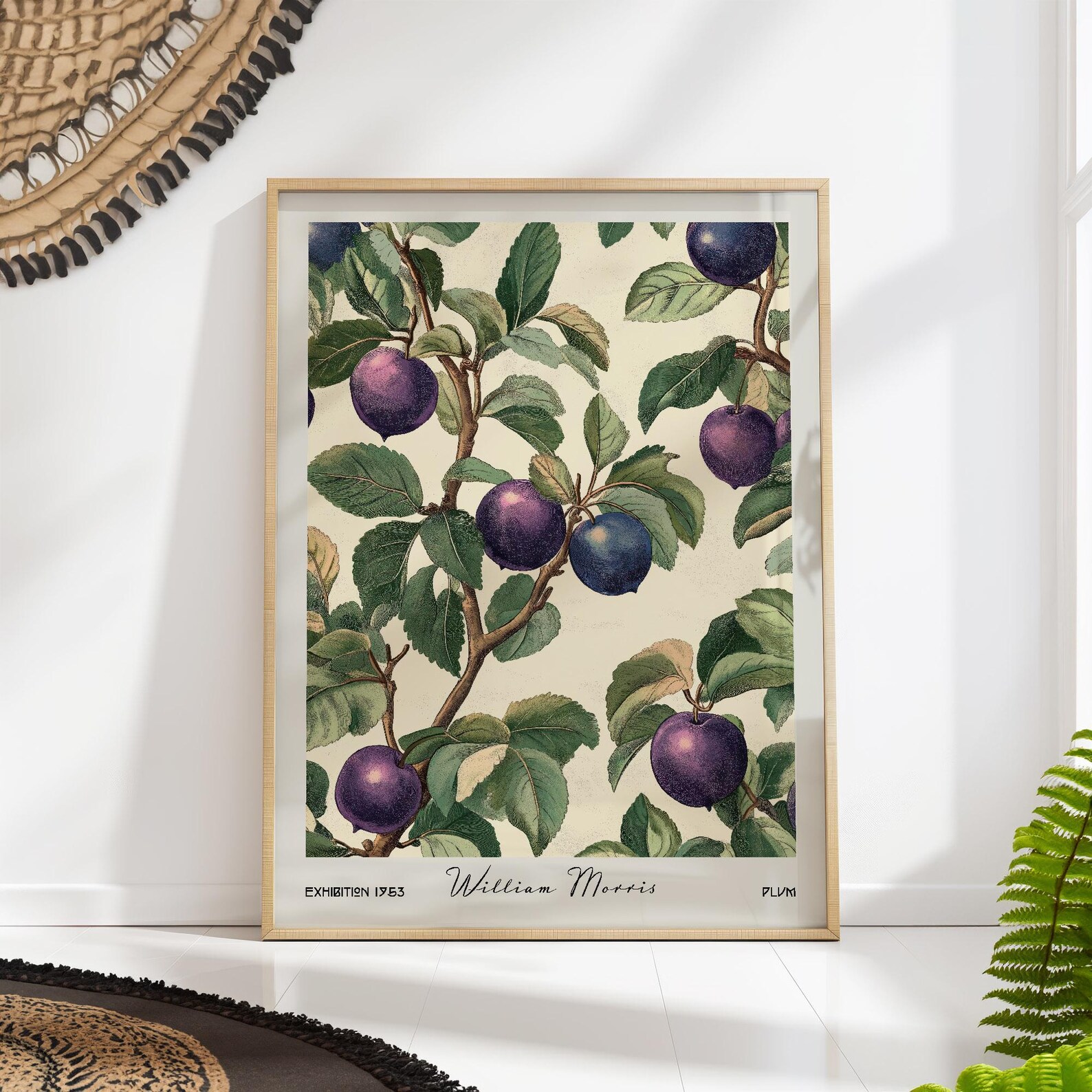 William Morris Plum Botanical Print – Vintage Fruit Wall Decor, Cottage ...