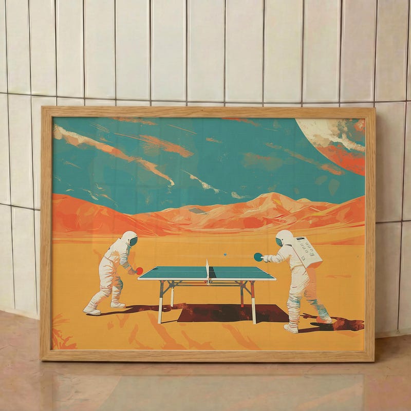 Playing Ping Pong Poster - Etsy