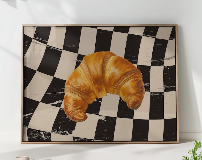 Le Croissant Print Food Art, Bakery Art, Croissant Art, French Art ...