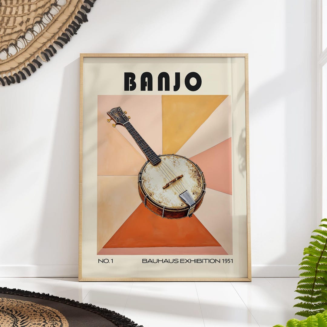 Vintage Banjo Print Mid Century Music Wall Art Bauhaus Poster PRINTED ...